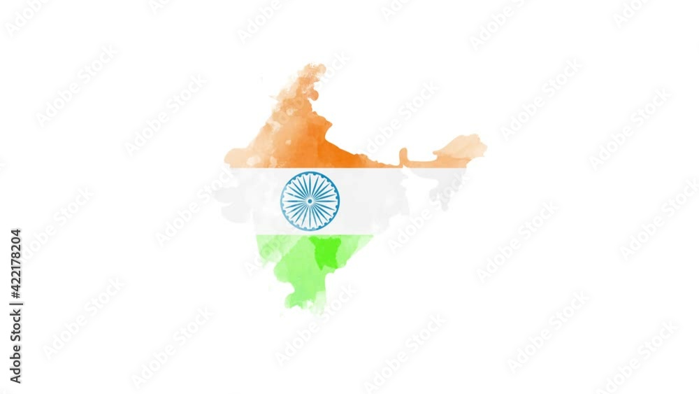 Brush animated map showing the state of India from the united state of ...