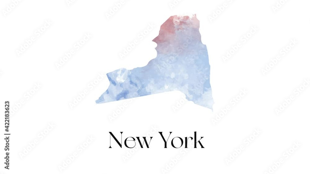 Brush animated map showing the state of New York from the united state ...