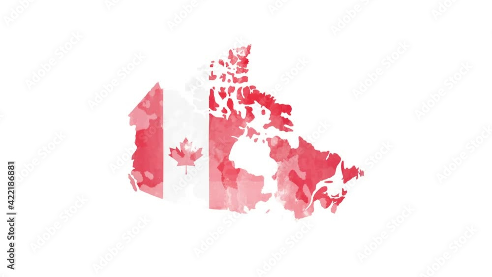 Watercolor animated map showing the state of Canada from the united ...