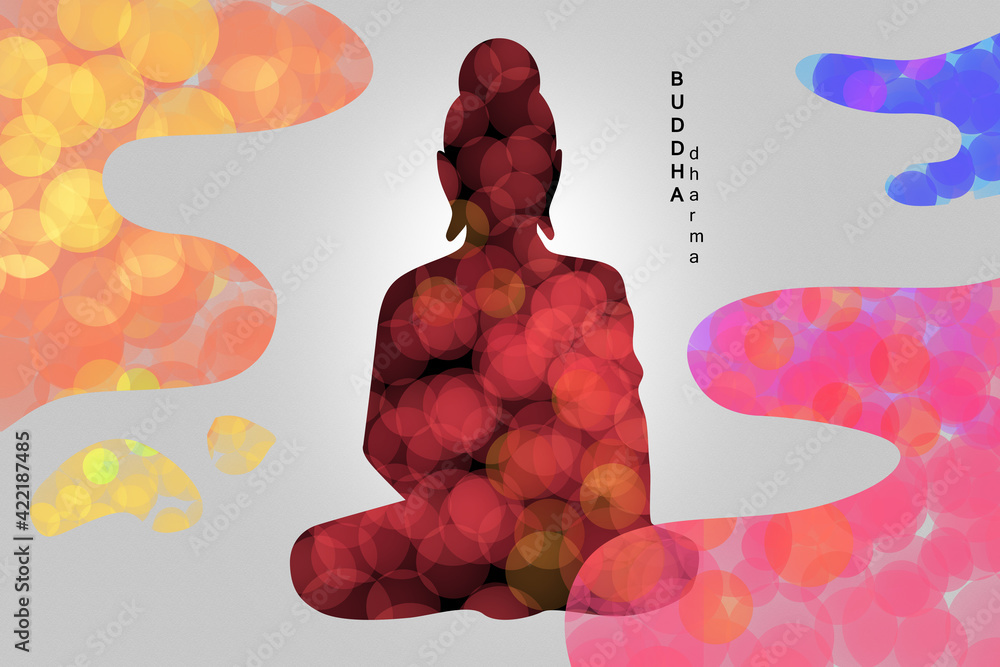 Buddhism background. Buddhist religion. Dharma inscription next to ...