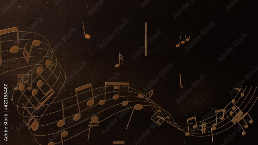 Video „3d gold music notes animation footage,music concept wallpaper ...