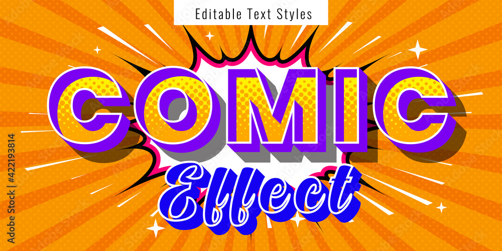 Editable Comic Book Text Effect for Illustrator Stock Vector | Adobe Stock