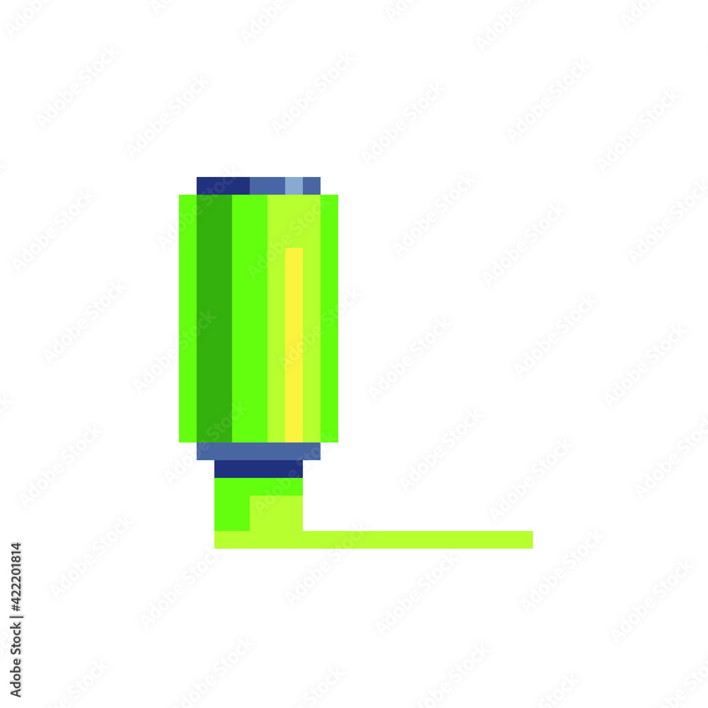 Green felt-tip pen pixel icon. Knitted design. 8-bit sprites. Isolated ...