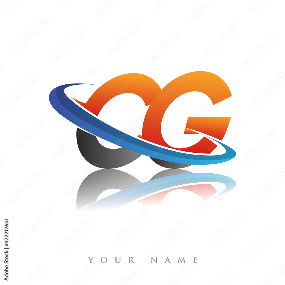 initial logo CG company name colored orange and blue swoosh design ...