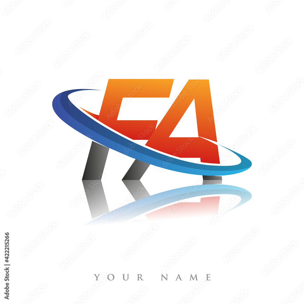 initial logo FA company name colored orange and blue swoosh design ...