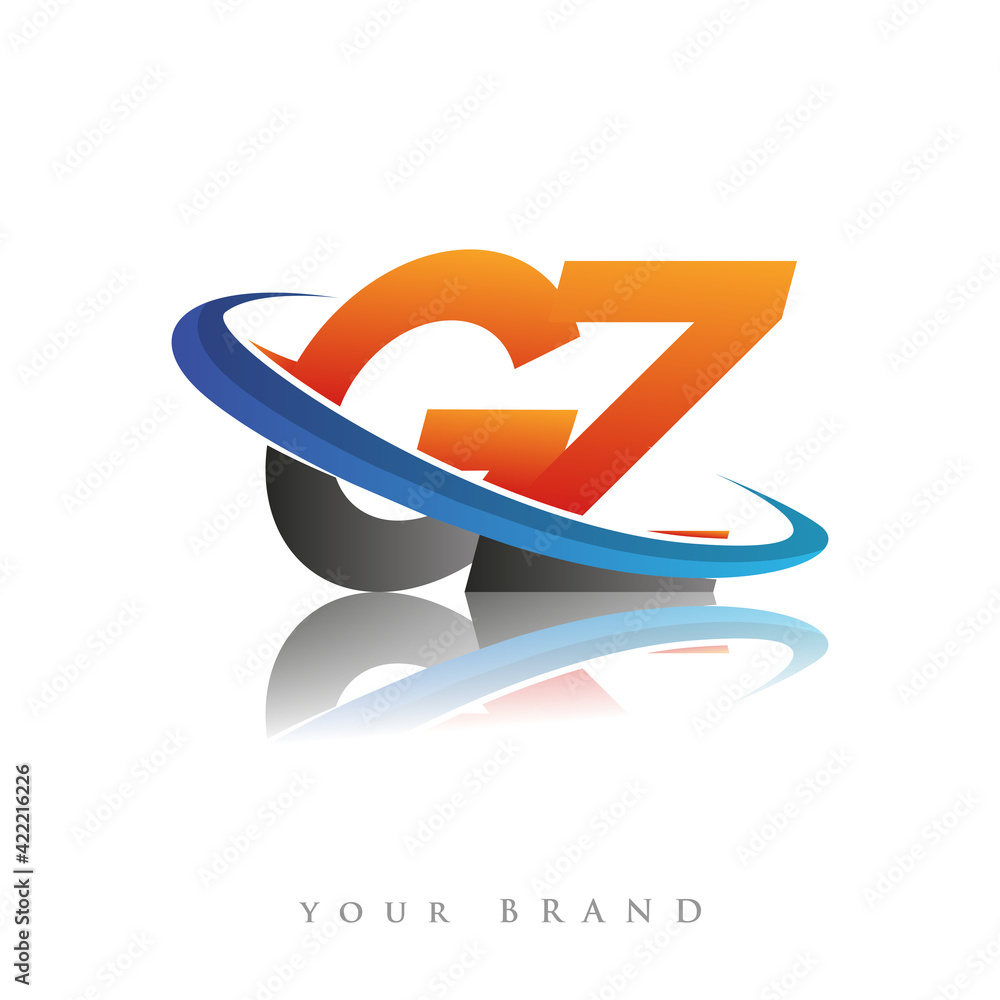 initial logo GZ company name colored orange and blue swoosh design ...