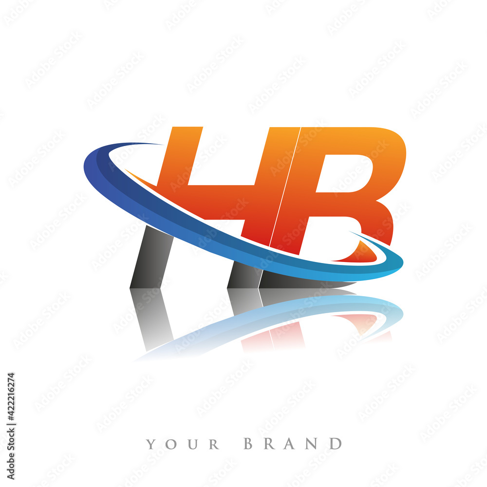 initial logo HB company name colored orange and blue swoosh design ...