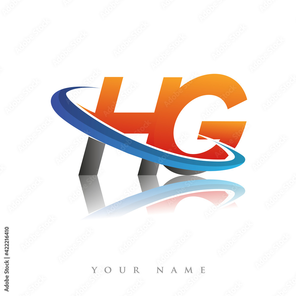 initial logo HG company name colored orange and blue swoosh design ...