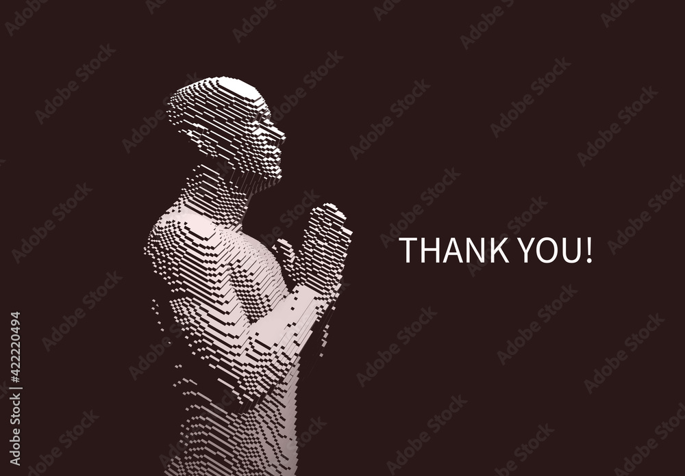 Thank you, gratitude hands gesture. Man greets traditional way with ...