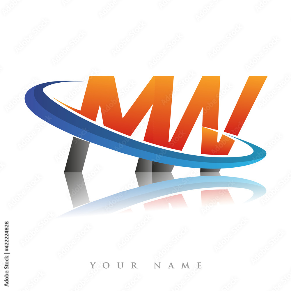 initial logo MW company name colored orange and blue swoosh design ...