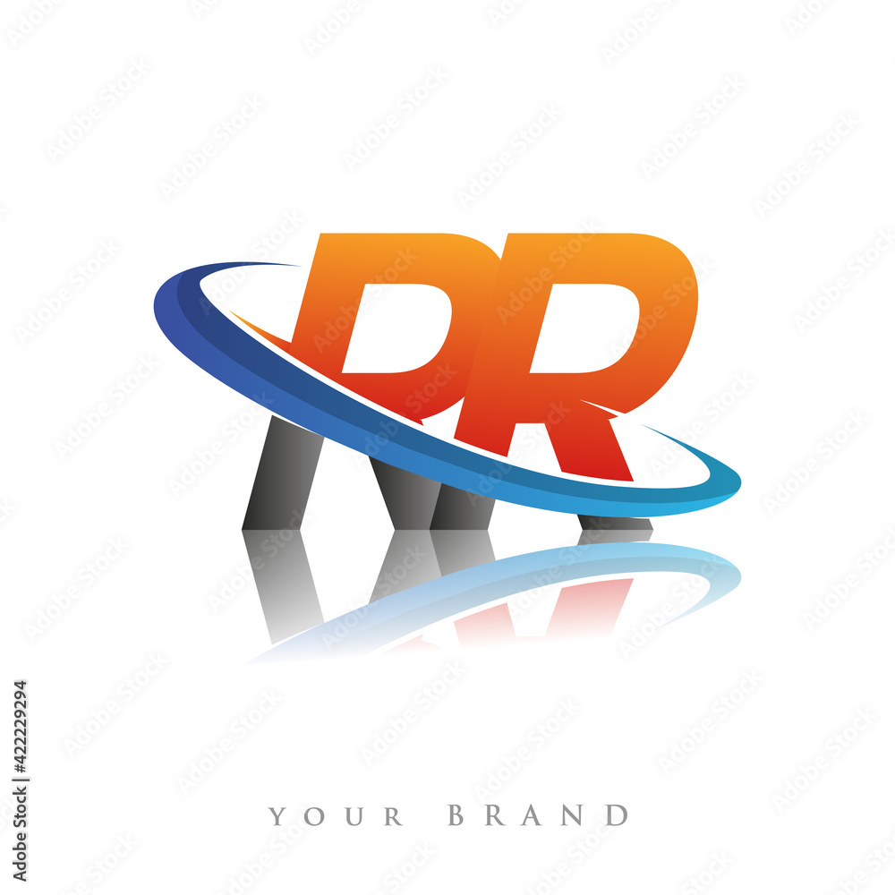 initial logo RR company name colored orange and blue swoosh design ...