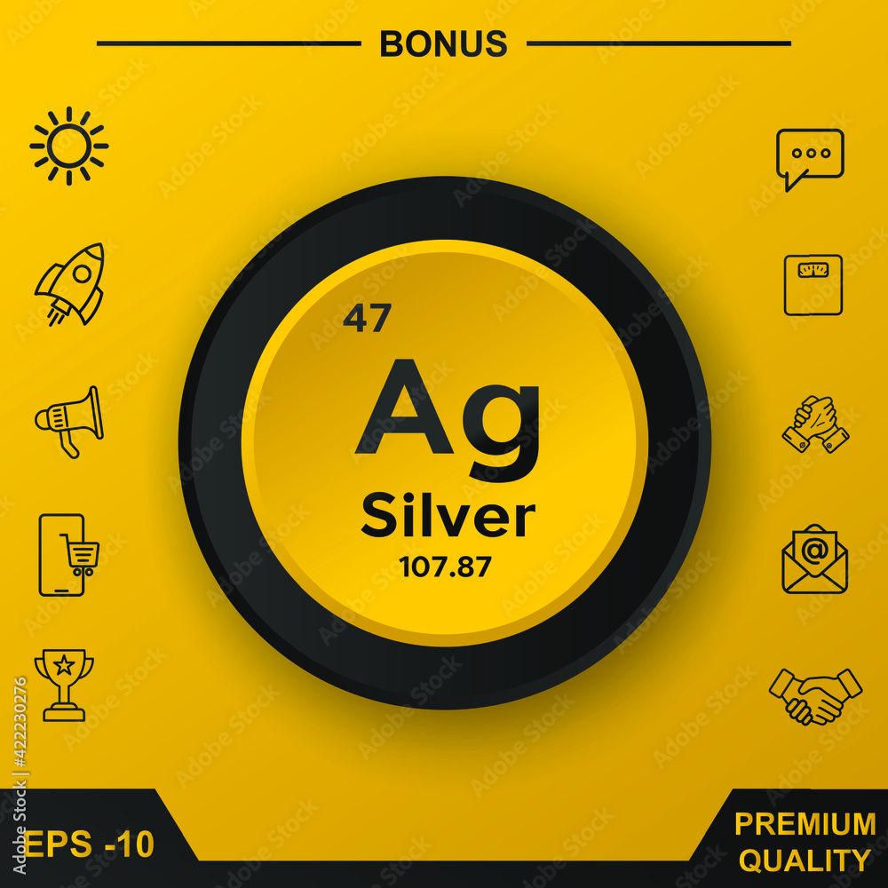 Silver symbol with yellow button Stock Vector | Adobe Stock