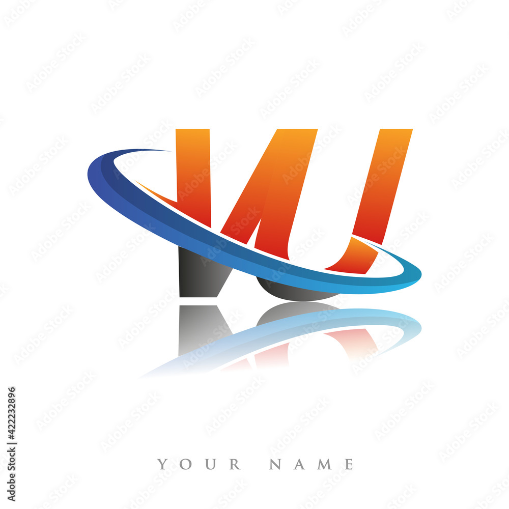 initial logo VU company name colored orange and blue swoosh design ...