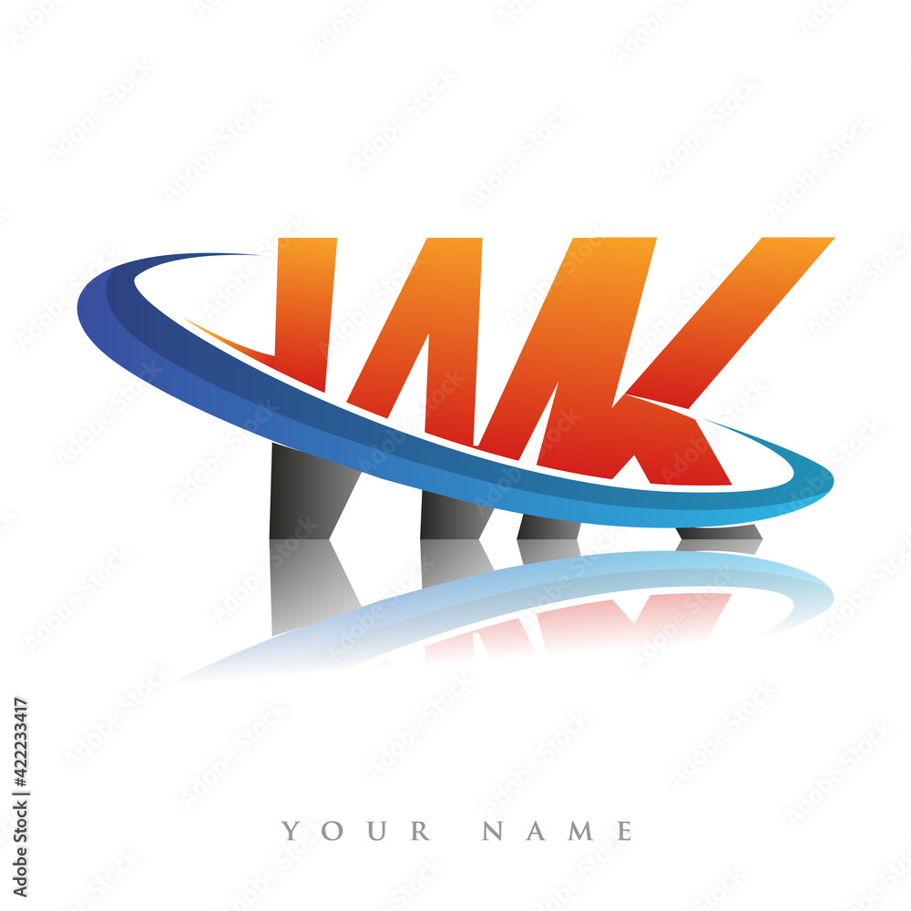 initial logo WK company name colored orange and blue swoosh design ...