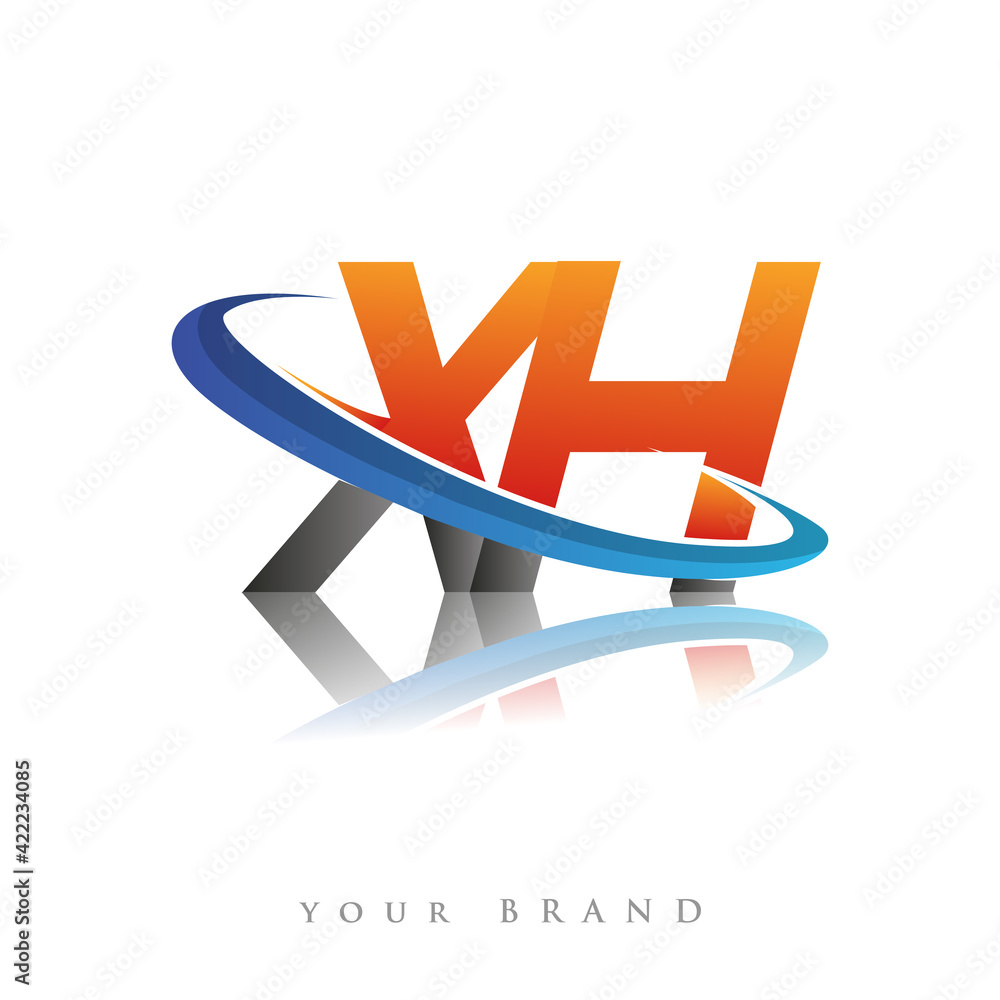 initial logo XH company name colored orange and blue swoosh design ...