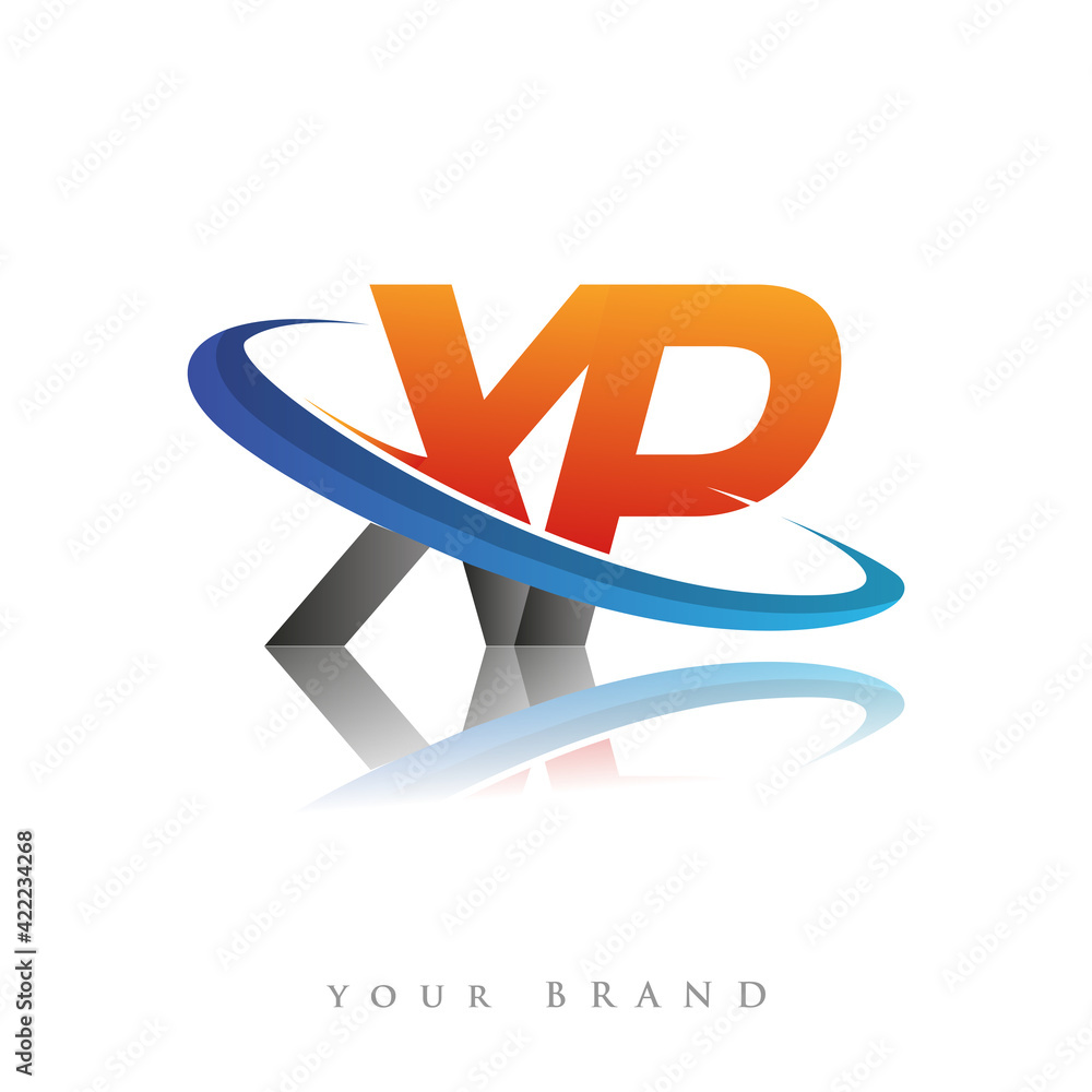 initial logo XP company name colored orange and blue swoosh design ...