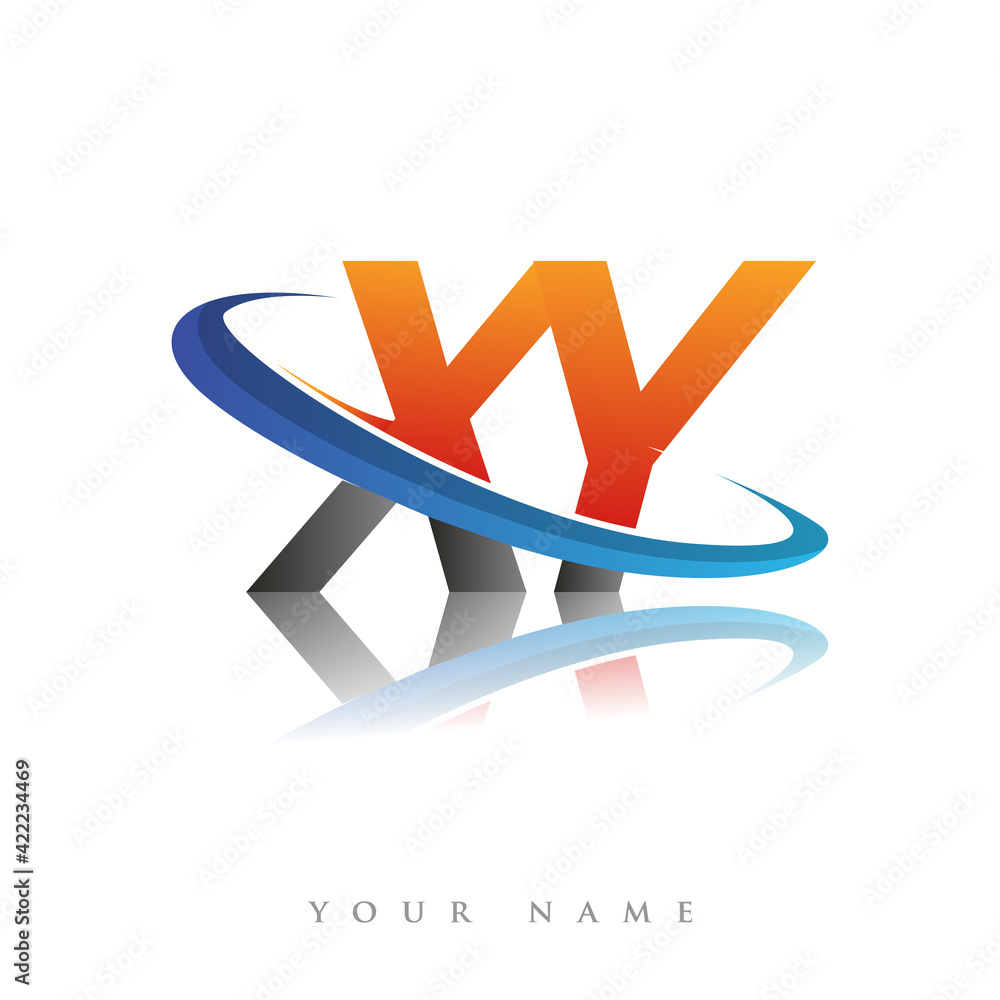 initial logo XY company name colored orange and blue swoosh design ...