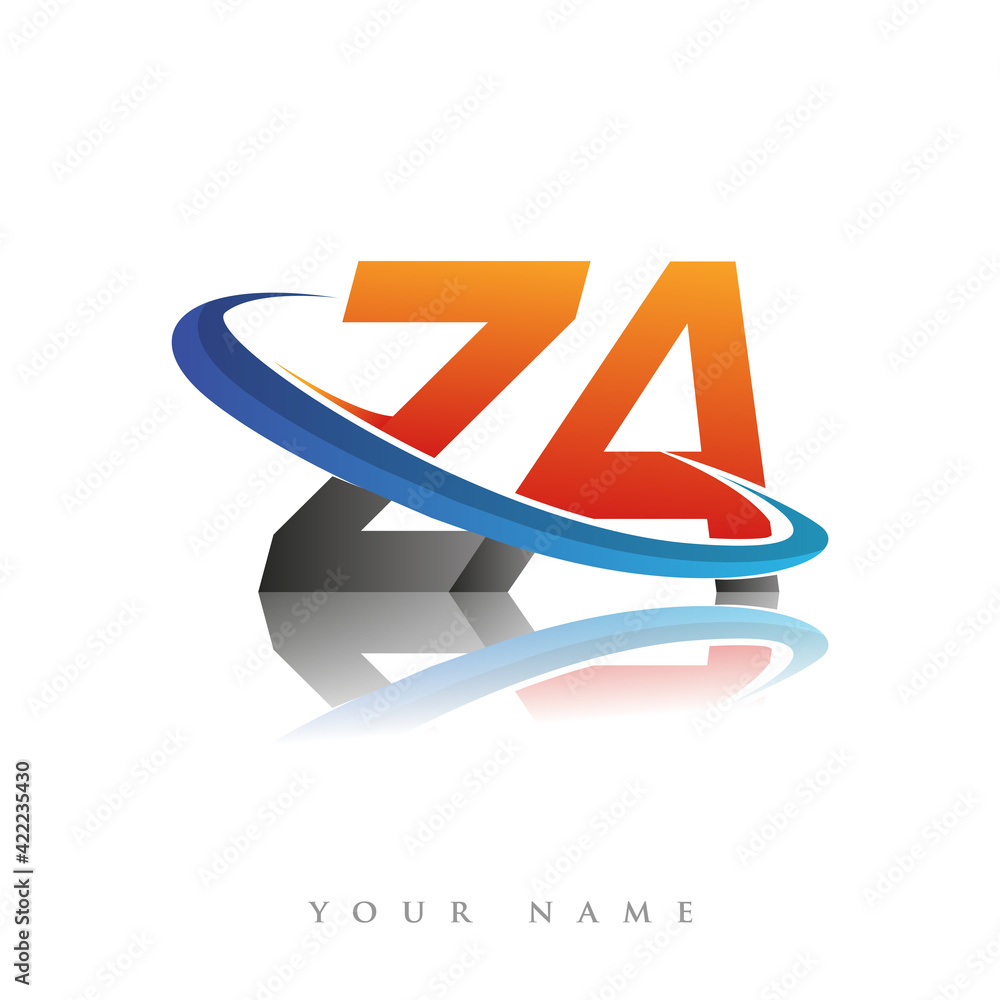initial logo ZA company name colored orange and blue swoosh design ...