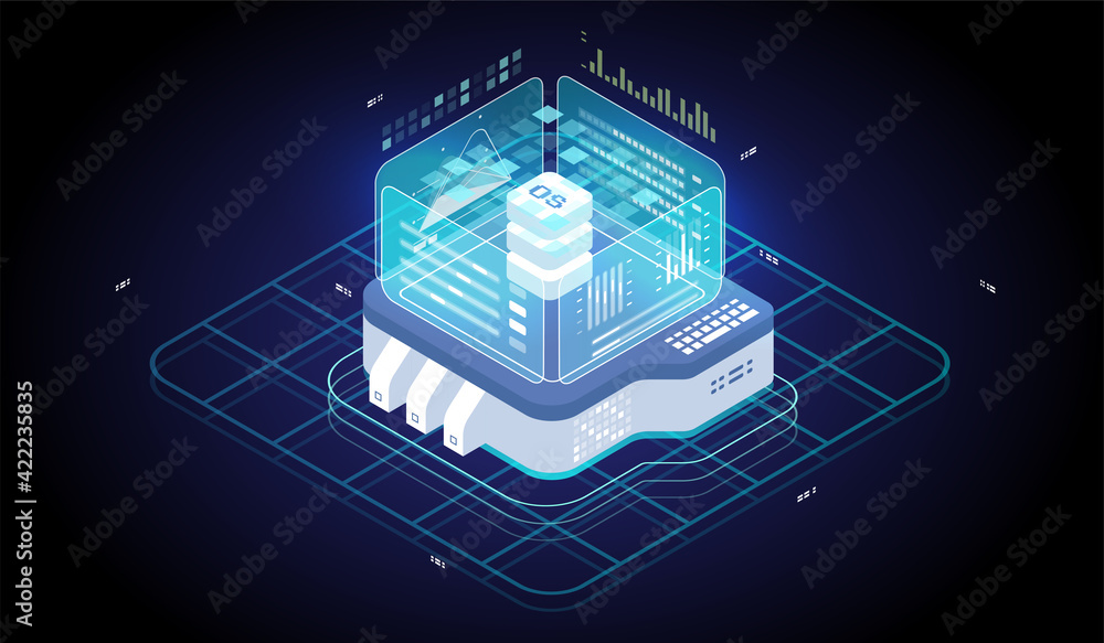Big data analysis algorithm. Computation of big data center. Internet ...