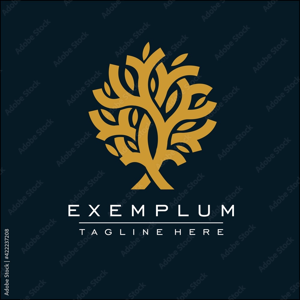 Golden Tree vector icon. Nature trees vector illustration logo design ...