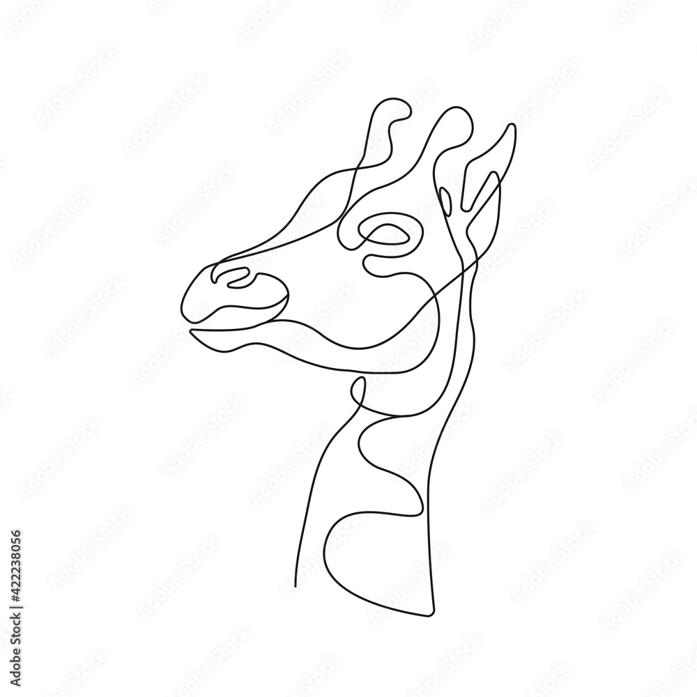 Giraffe Head Continuous One Line Drawing. Giraffe One Line Drawing ...