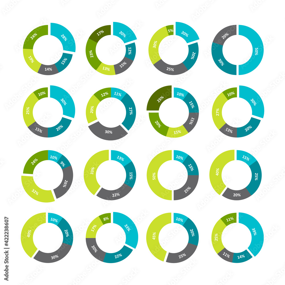 Infographic pie graph set. Vector illustration. Colorful diagram ...