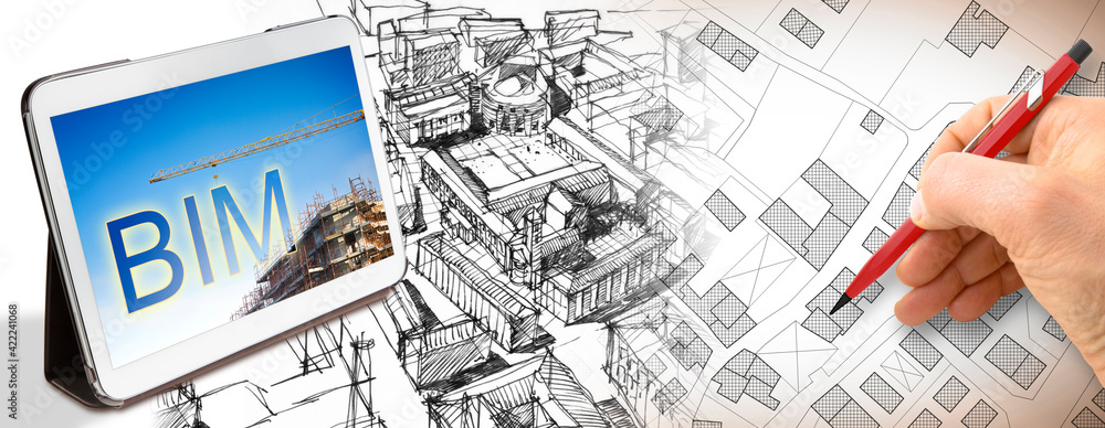 Plakat Planning a new city with BIM, Building Information Modeling ...