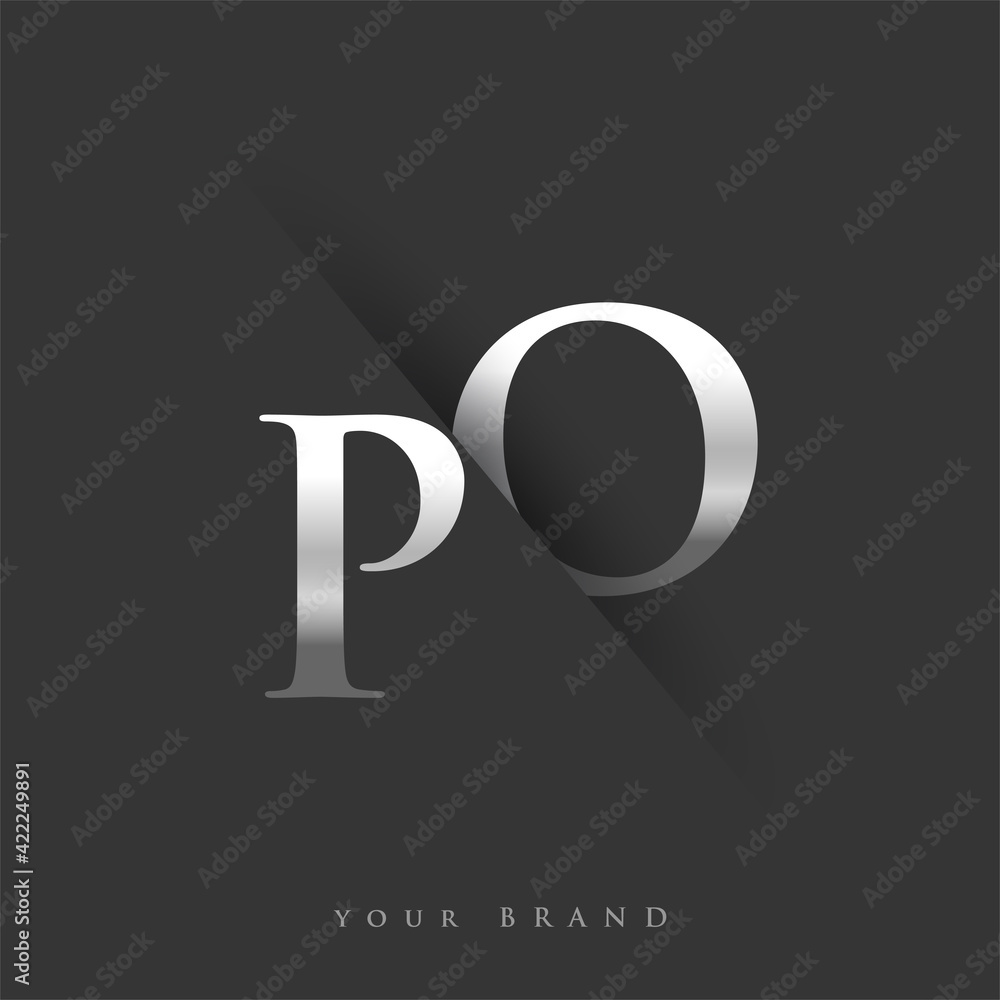 initial logo letter PO for company name, silver color and slash design ...