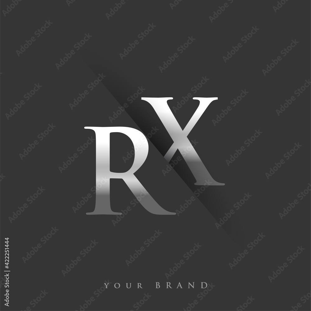 initial logo letter RX for company name, silver color and slash design ...