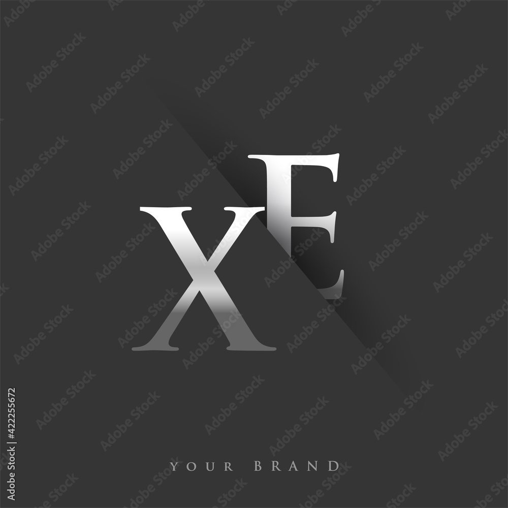 initial logo letter XE for company name, silver color and slash design ...