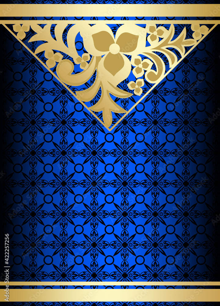 Abstract design with vintage picture. Floral pattern, blue background ...