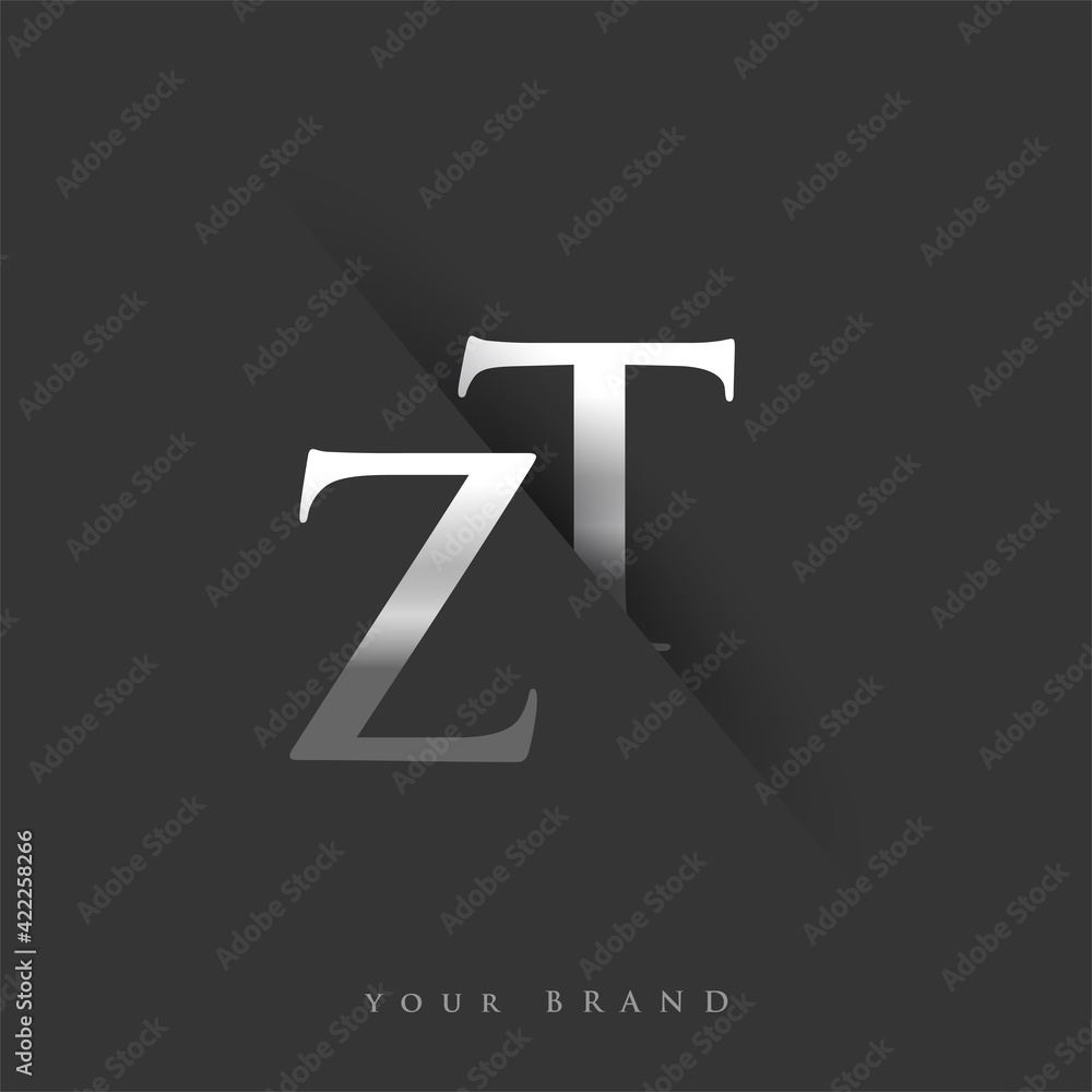 initial logo letter ZT for company name, silver color and slash design ...