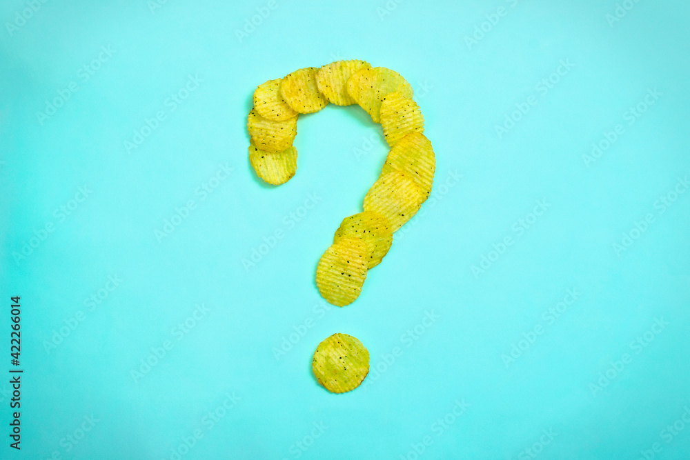 Punctuation symbols ? from potato chips. Chips potato isolated alphabet ...