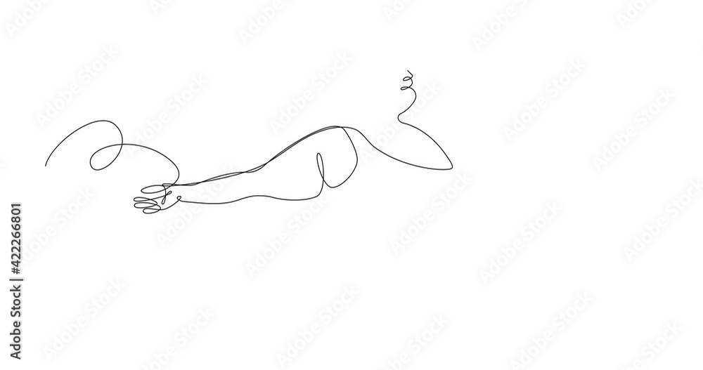 Self drawing animation of continuous line drawing of curvy woman ...