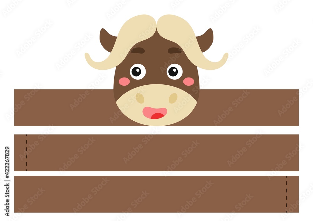 Printable musk-ox paper headband. Party crown die cut template for ...