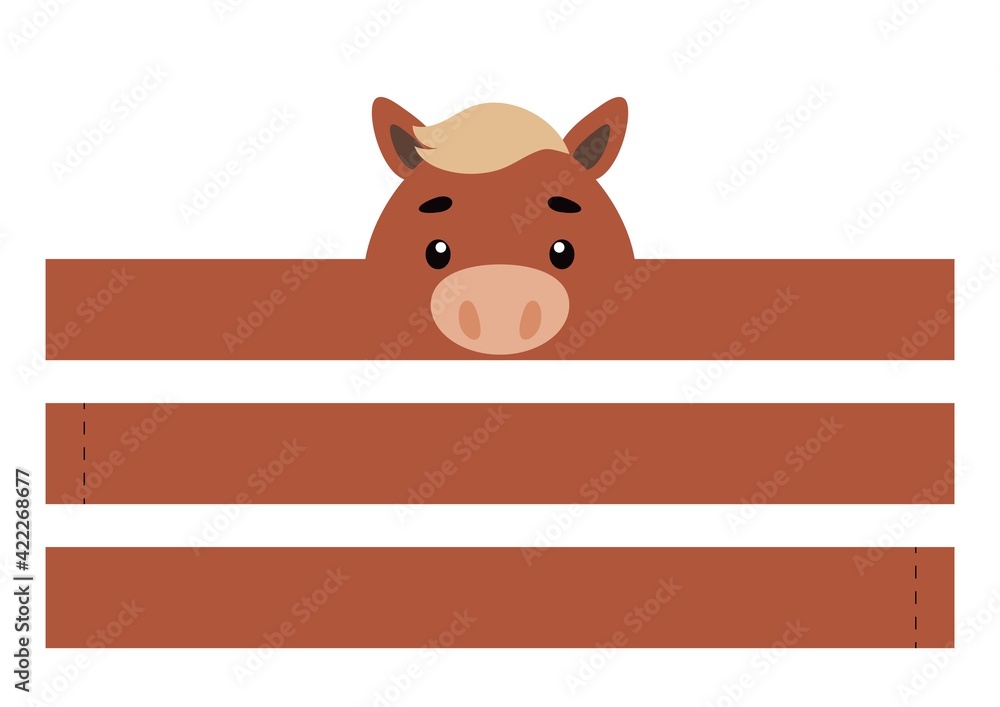 Printable horse paper crown. Party headband die cut template for ...