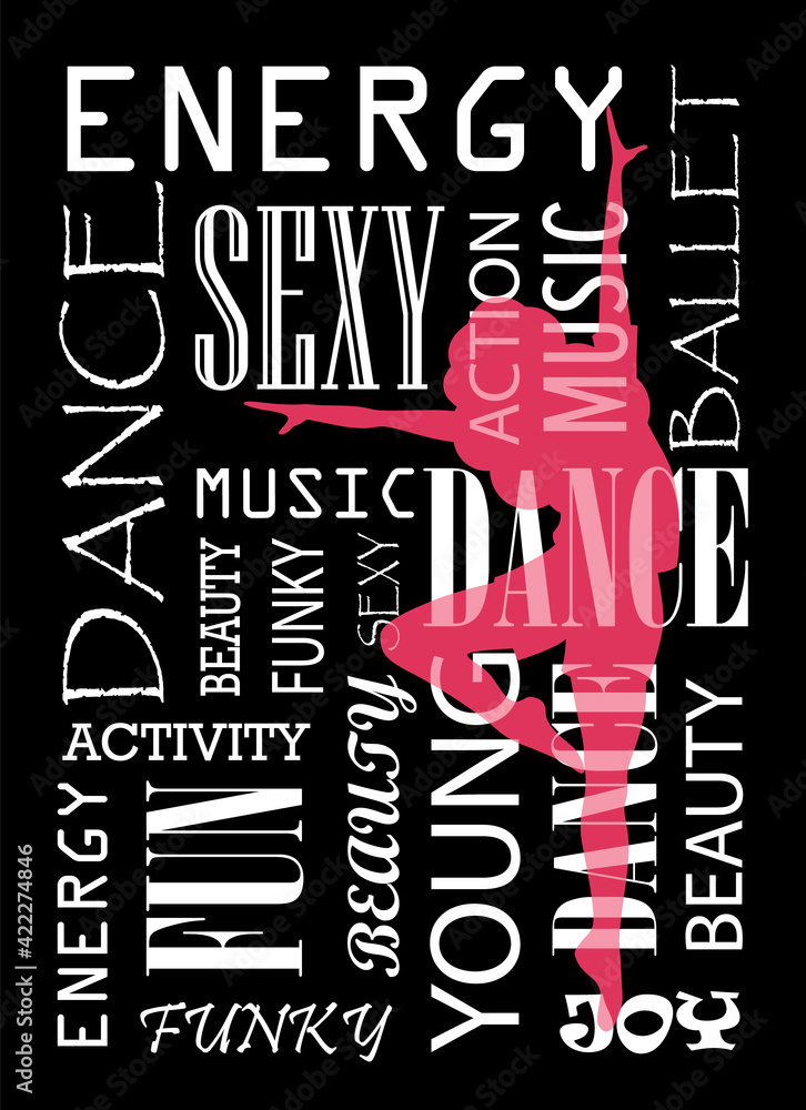 Ballet Dance Studio Image Of A Girl With Lettering On A Black ...