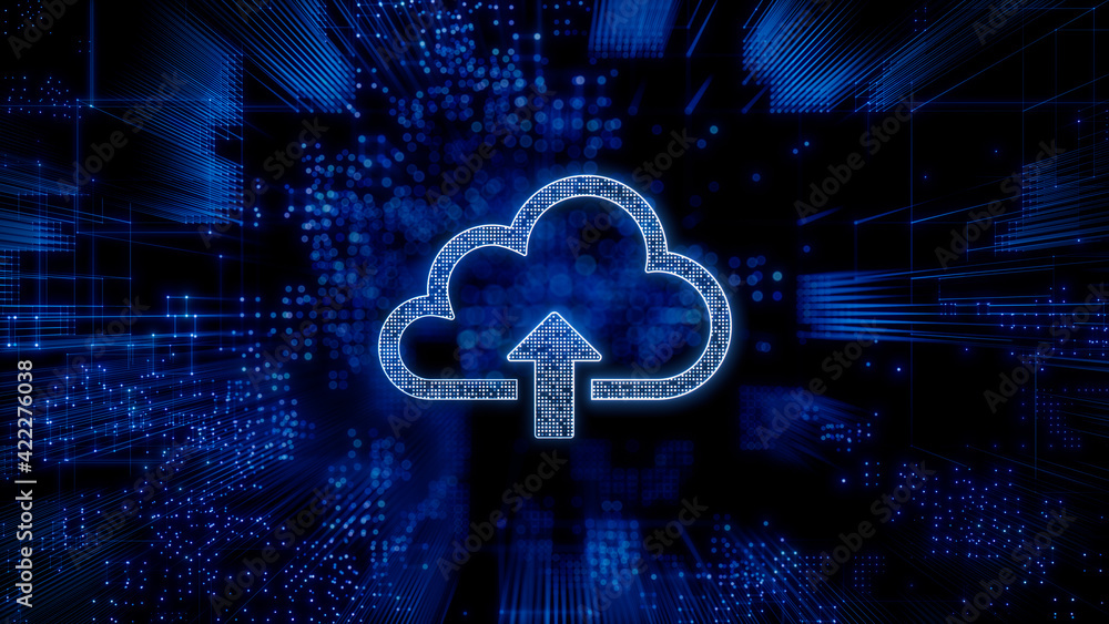 Data storage Technology Concept with cloud upload symbol against a ...