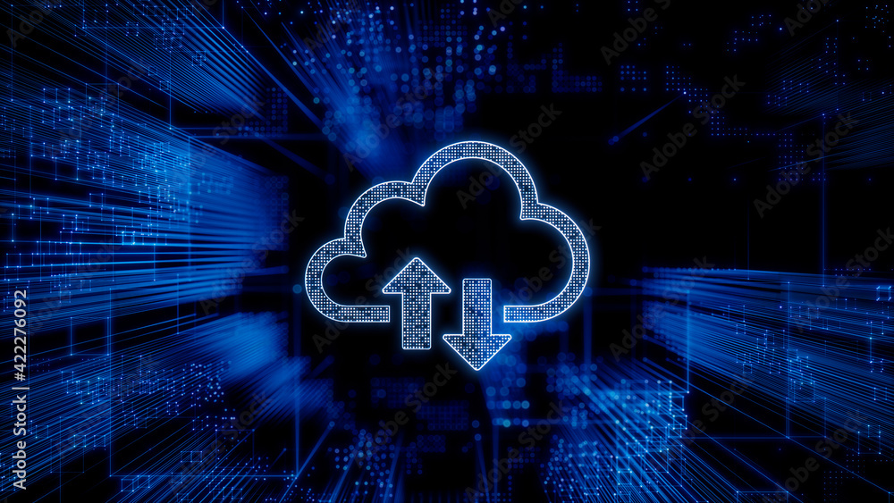 Data storage Technology Concept with cloud symbol against a Futuristic ...