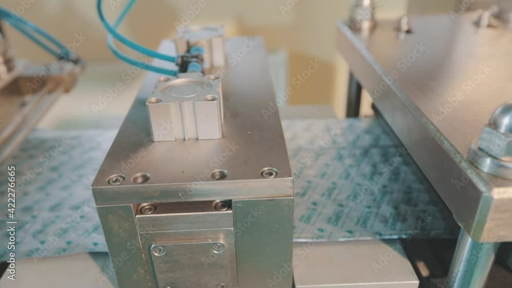 Blister packing of tablets. Tablet manufacturing process. Industrial ...