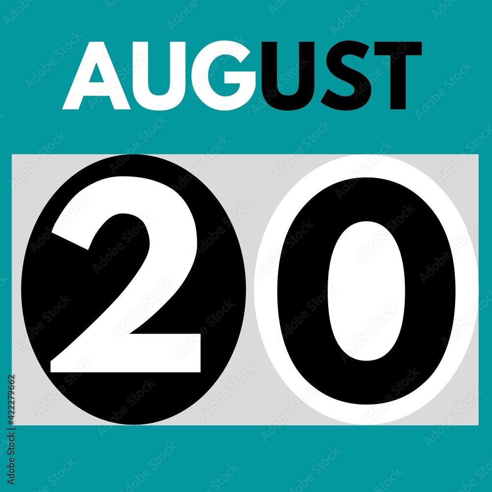 August 20 . Modern daily calendar icon .date ,day, month .calendar for ...