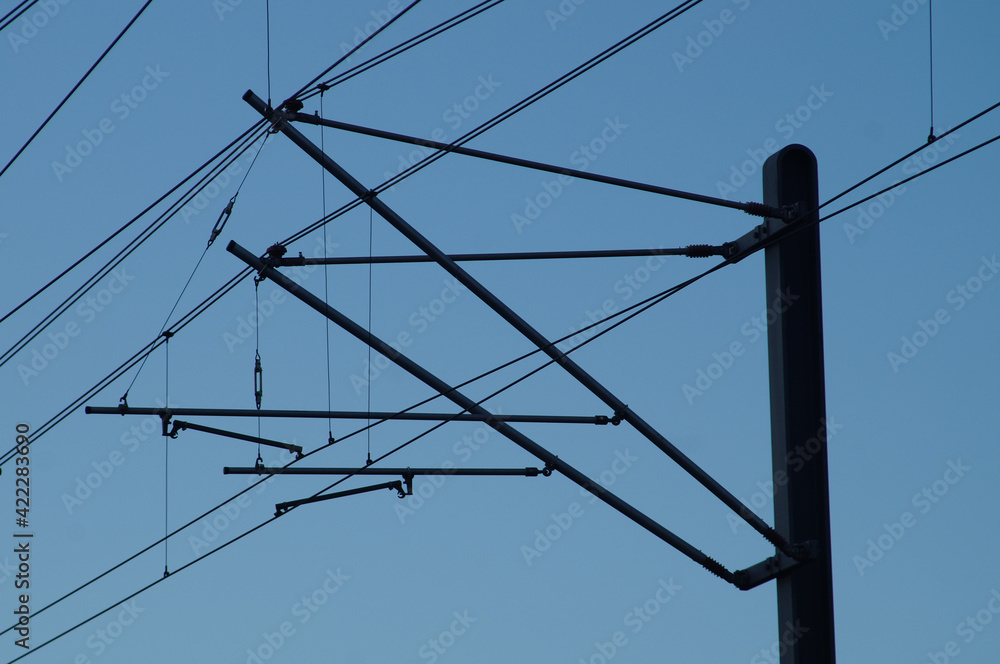 Overhead line of a subway in the dusk Stock Photo | Adobe Stock