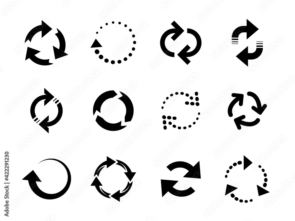 Reload arrows. Circle arrow, connect or recycle digital icons ...