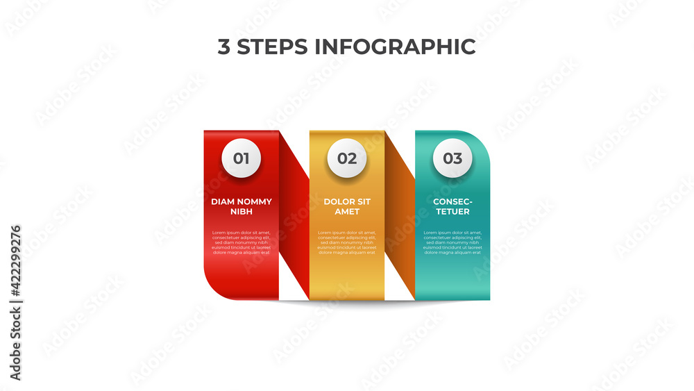 Colorful infographic element template, data visualization with 3 points ...