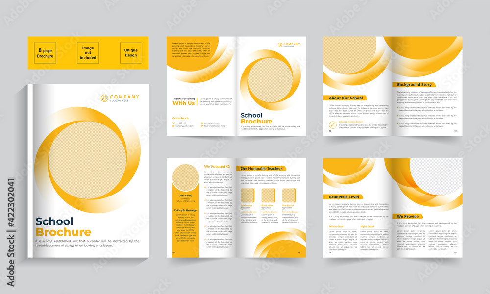 Bifold school brochure template. Collage brochure. Education company ...