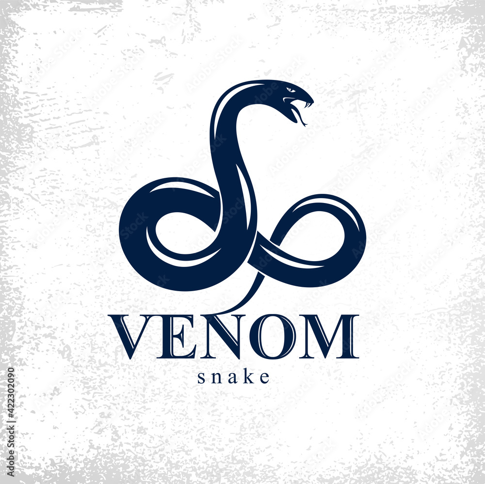 Venomous snake vintage tattoo, vector logo or emblem of aggressive ...
