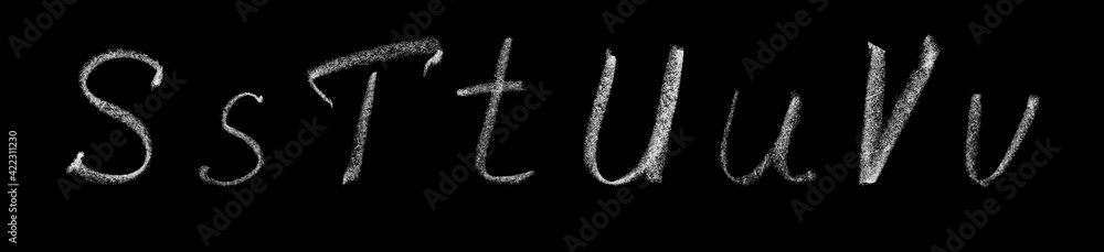 Uppercase and lowercase letters S, T, U, V of the English alphabet ...