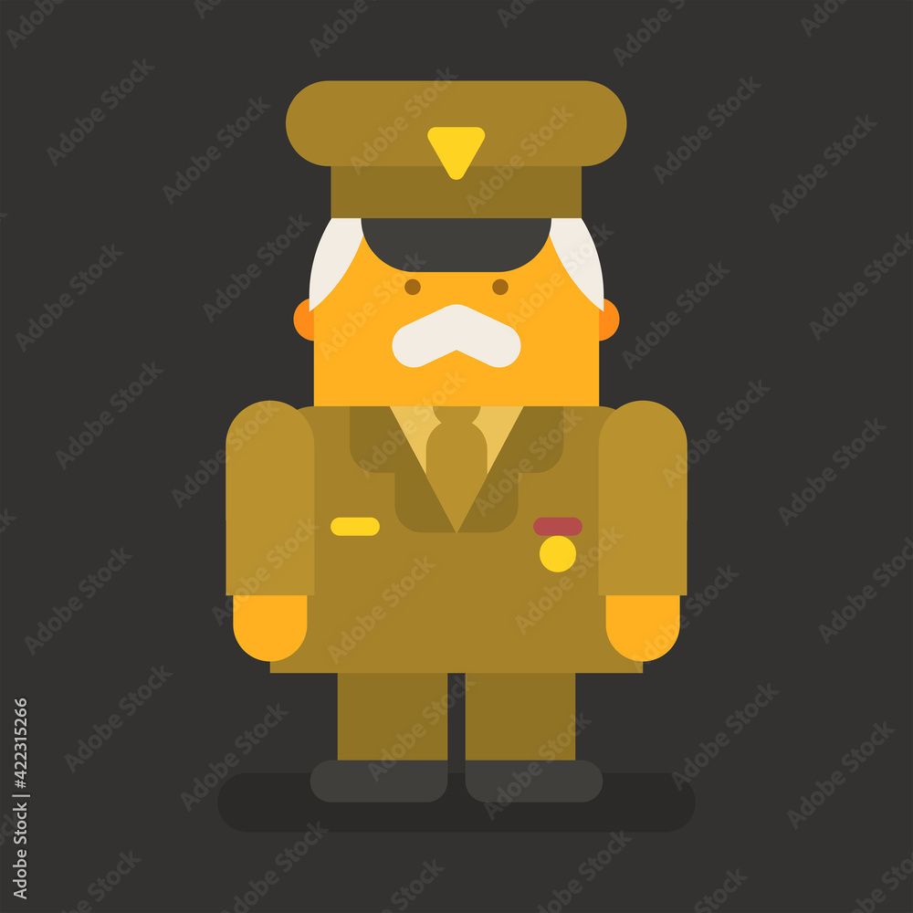 Old man general military. Vector character Stock Vector | Adobe Stock