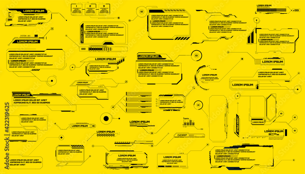 Futuristic footnotes, pointers, isolated on a yellow background ...