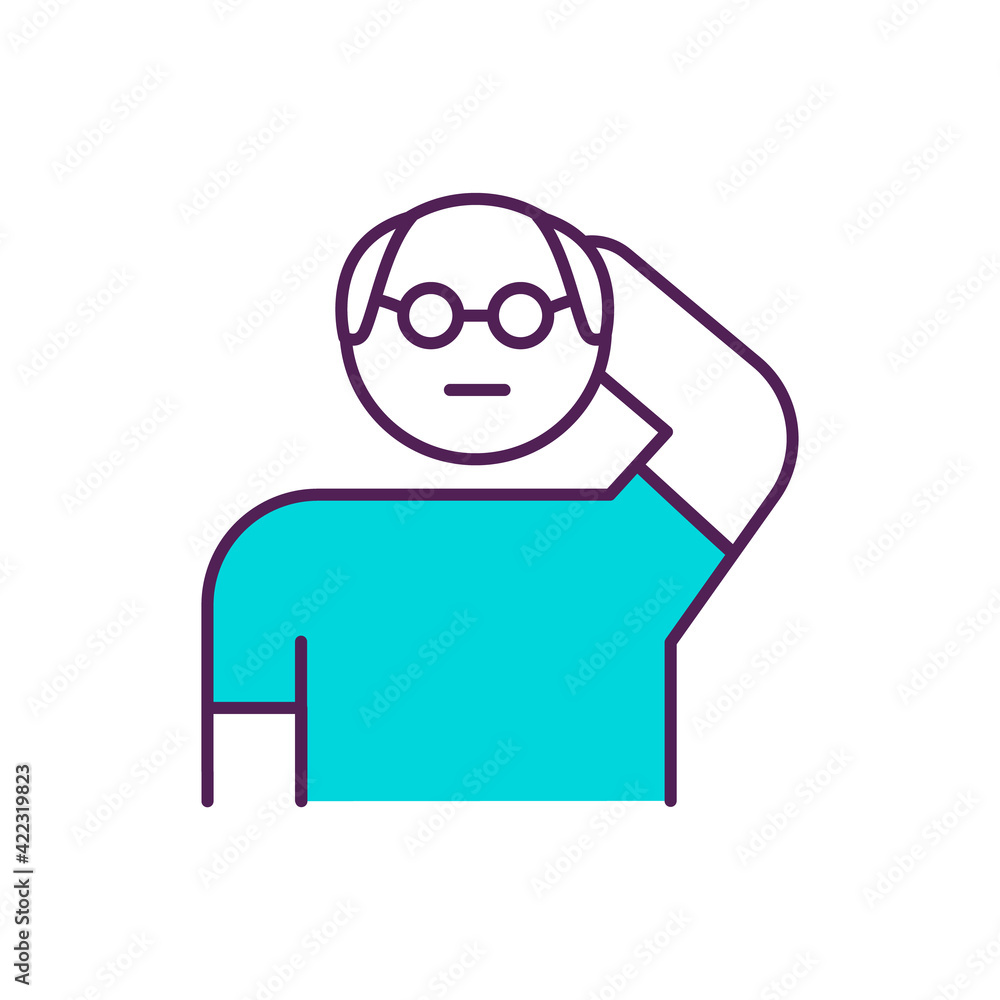 Alzheimer disorder RGB color icon. Decline in mental function ...